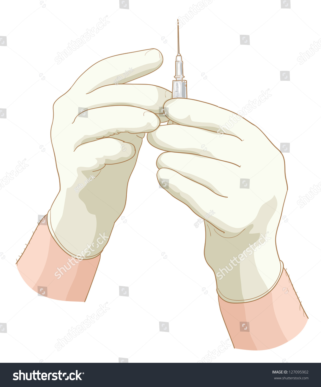 Syringe Hands Vector Illustration Stock Vector (Royalty Free) 127095902 ...