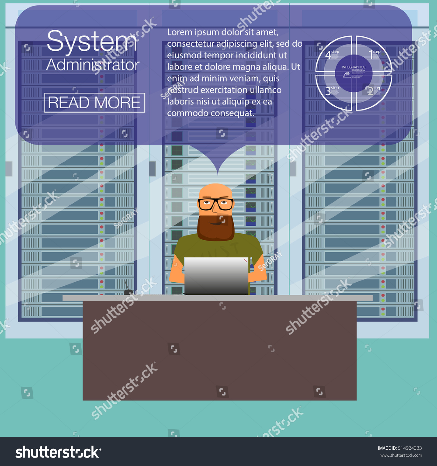 System Administrator Work Administrator Banners Flat Stock Vector ...