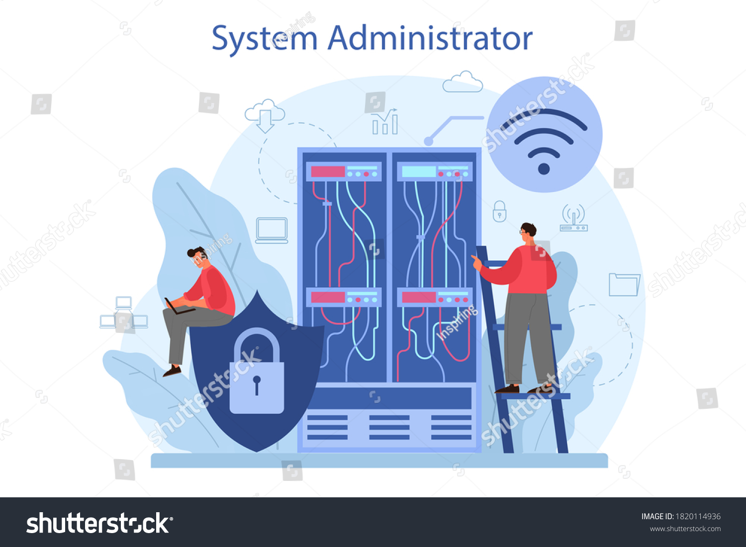System Administrator People Working On Computer: เวกเตอร์สต็อก (ปลอดค่า ...