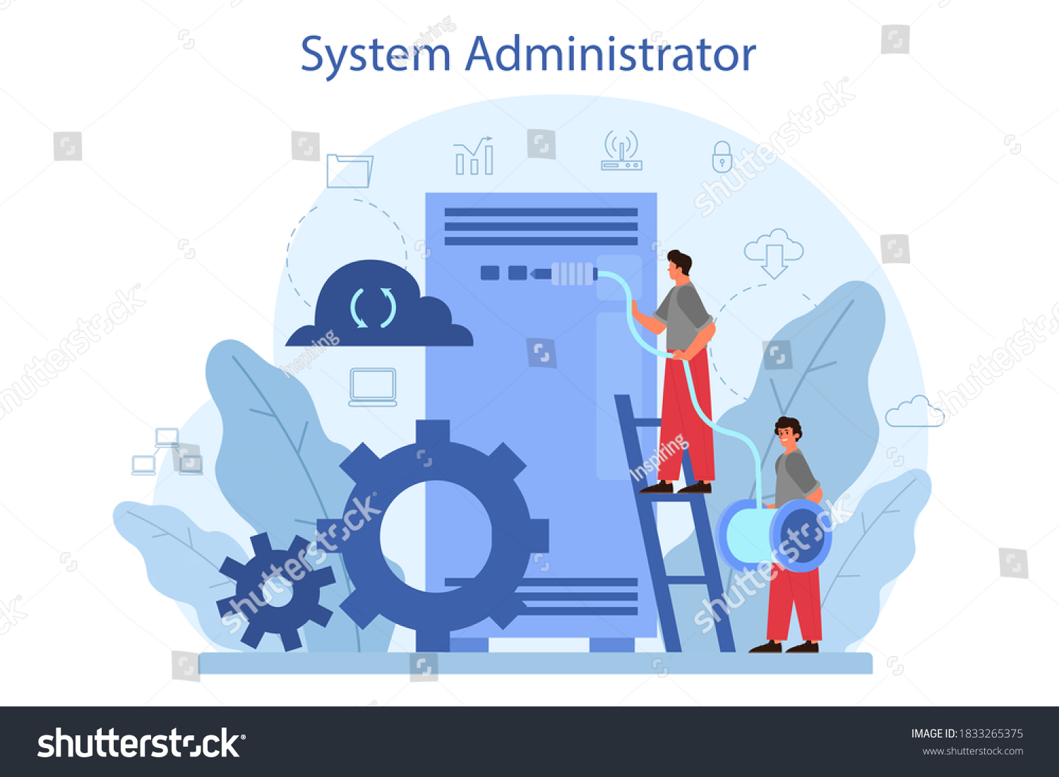System Administrator People Working On Computer: เวกเตอร์สต็อก (ปลอดค่า ...