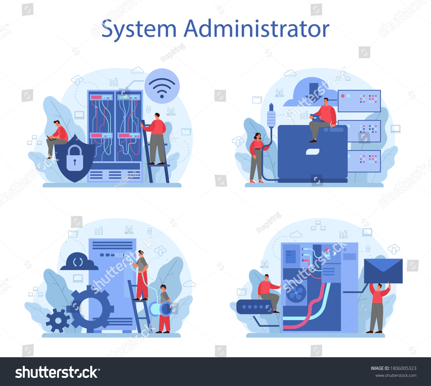 System Administrator Set People Working On: เวกเตอร์สต็อก (ปลอดค่า ...