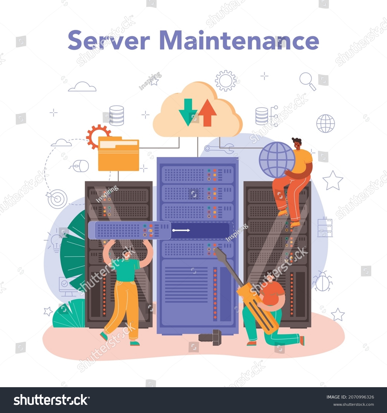 System Administrator Technical Work Server Work Stock Vector (Royalty ...