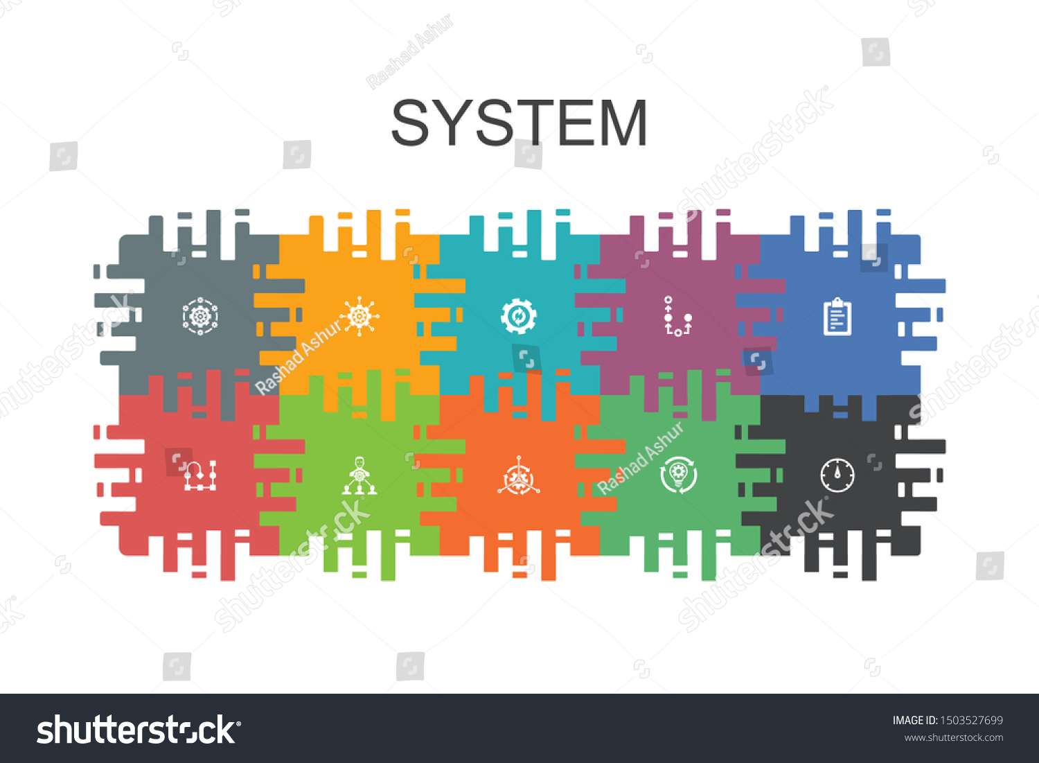 System Cartoon Template Flat Elements Contains: vector de stock (libre ...