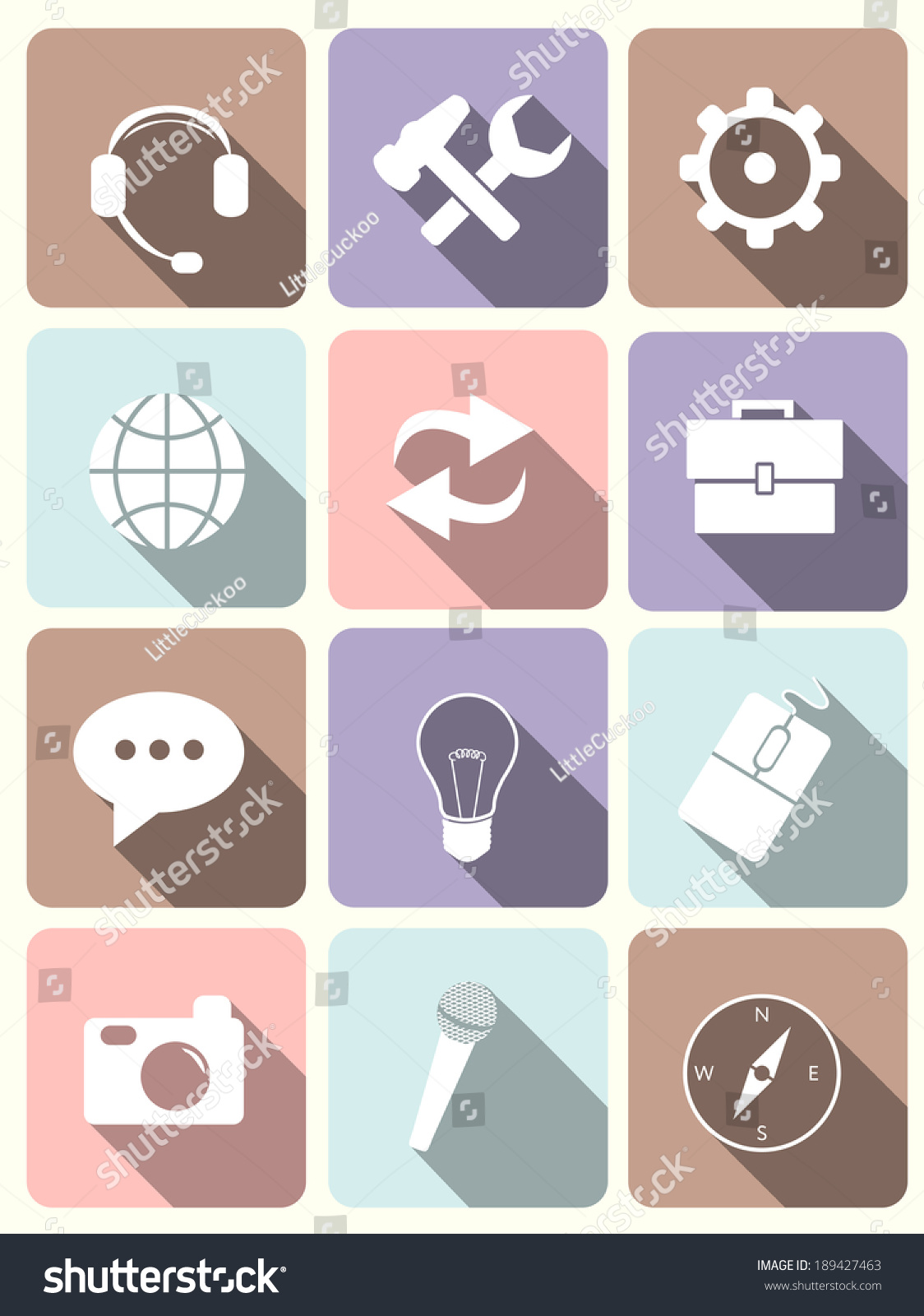 System Icons Flat Design Square Shape Stock Vector (Royalty Free ...
