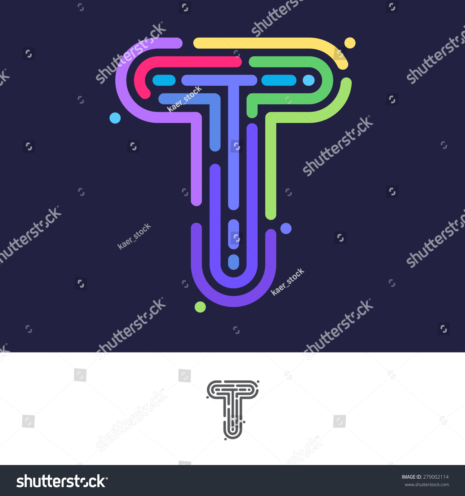 T Letter Line Logo Vector Fingerprint Stock Vector (Royalty Free) 279002114