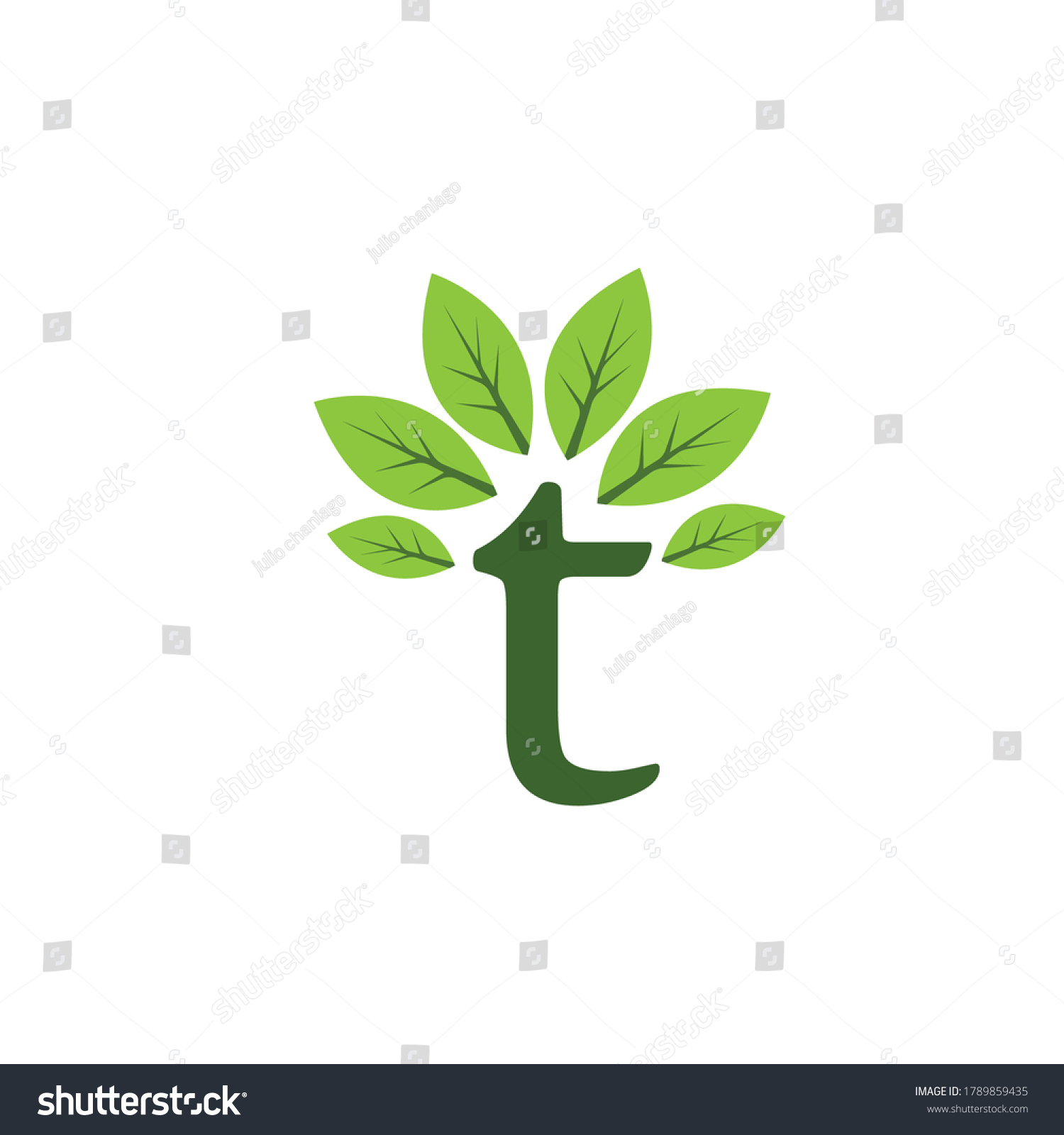 T Letter Tree Concept Design Vector Stock Vector (Royalty Free ...