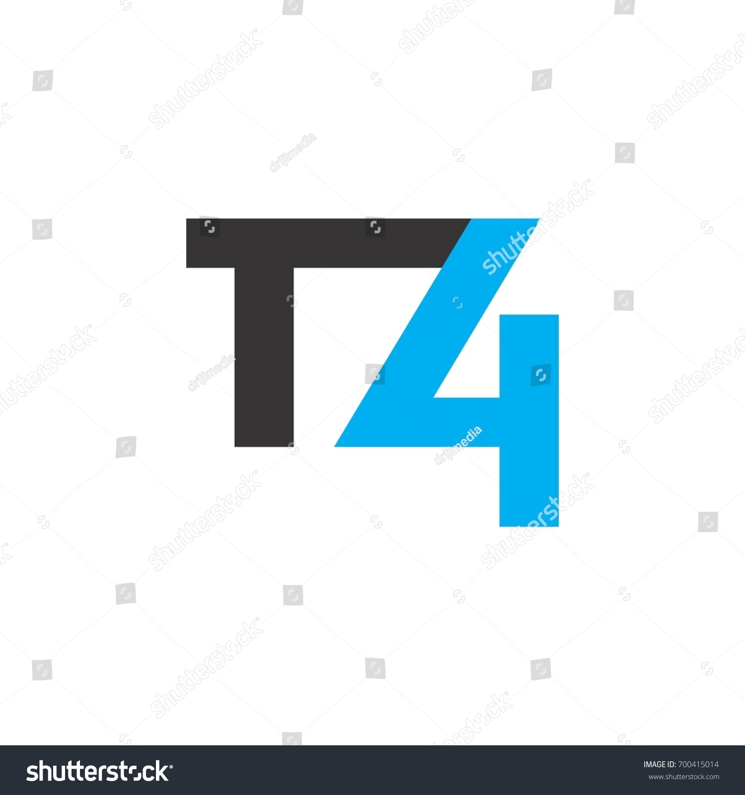 T Letter Number 4 Logo Design: เวกเตอร์สต็อก (ปลอดค่าลิขสิทธิ์ ...