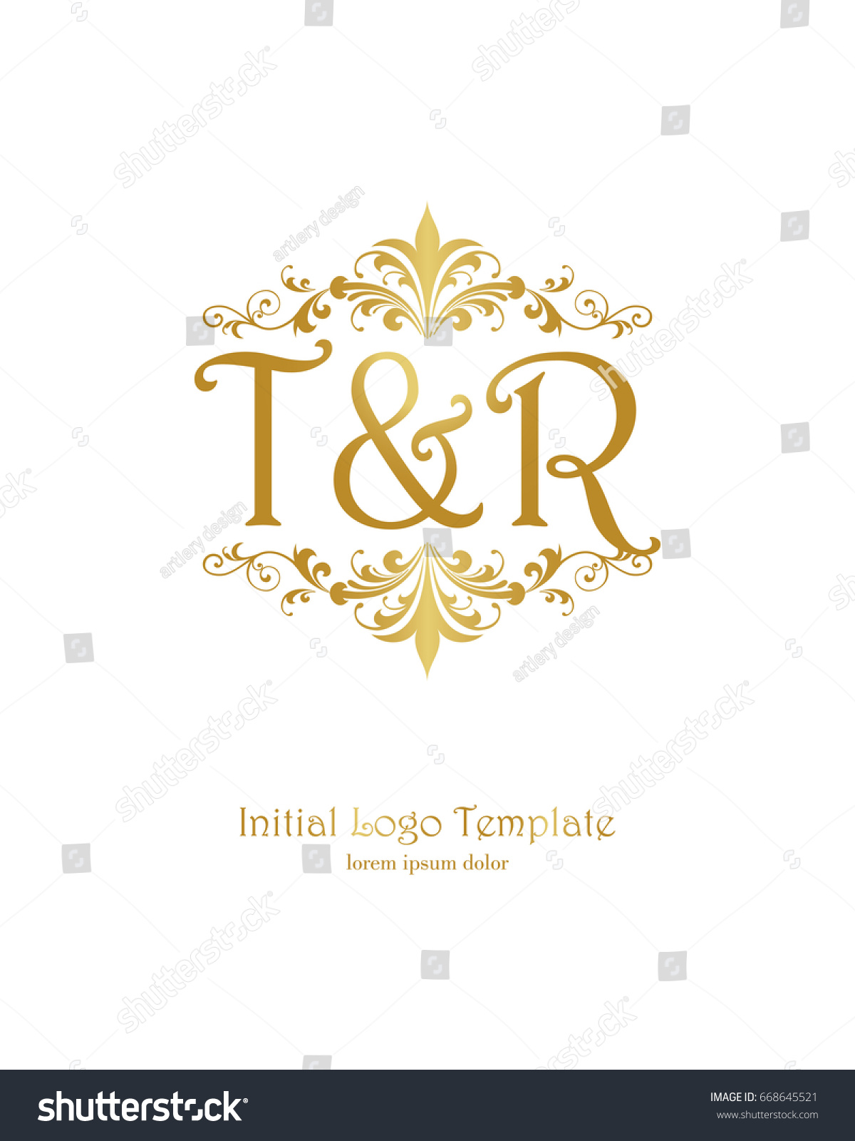 T R Initial Wedding Logo Template Stock Vector (Royalty Free) 668645521 ...