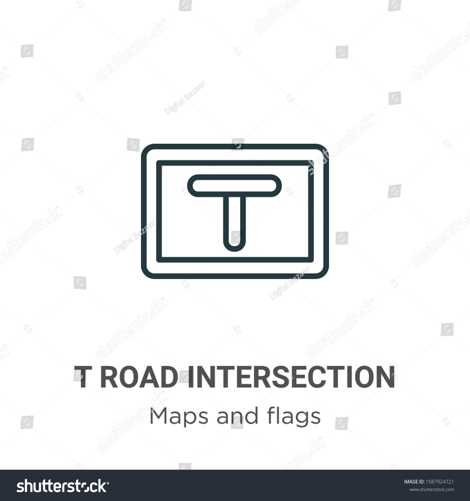 T Road Intersection Outline Vector Icon Stock Vector (Royalty Free ...