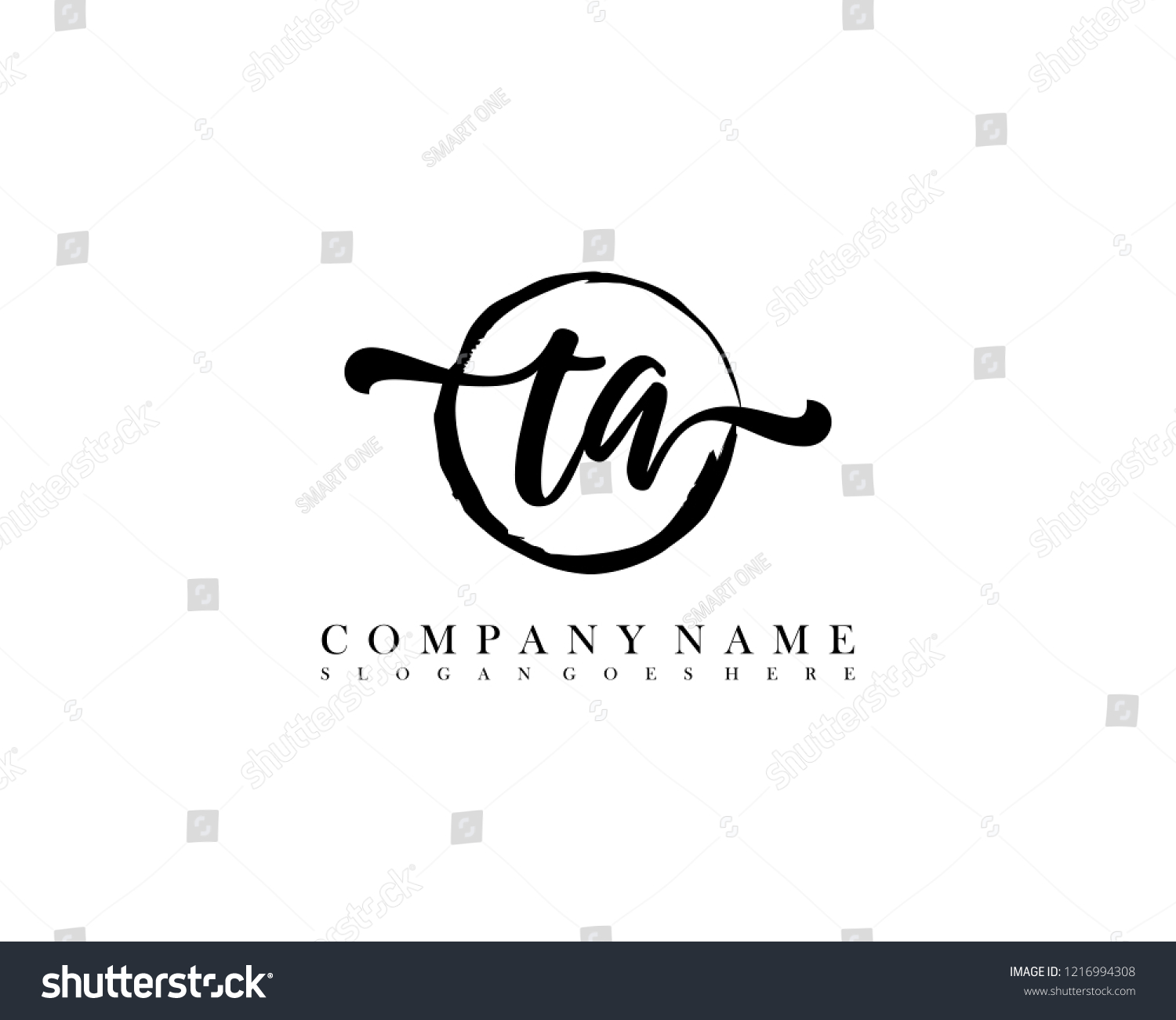 Ta Initial Handwriting Logo Circle Template: vector de stock (libre de ...