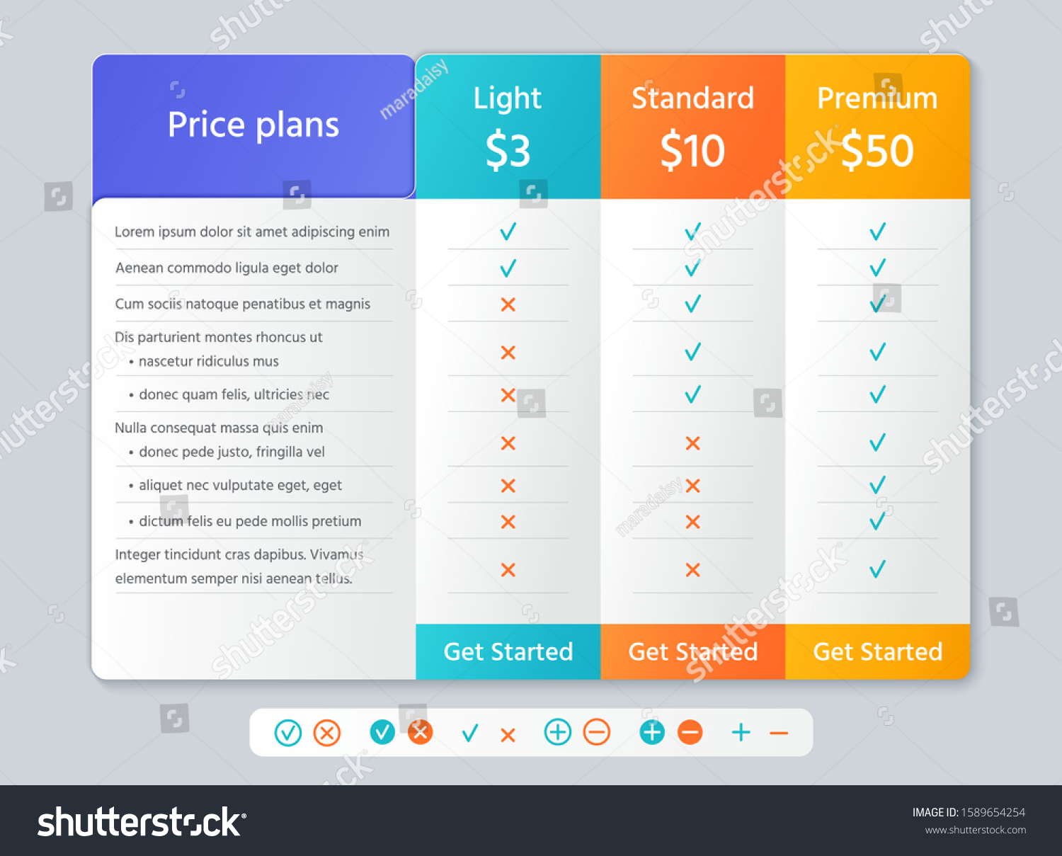 Table Price Chart Vector Comparison Plan: vector de stock (libre de ...