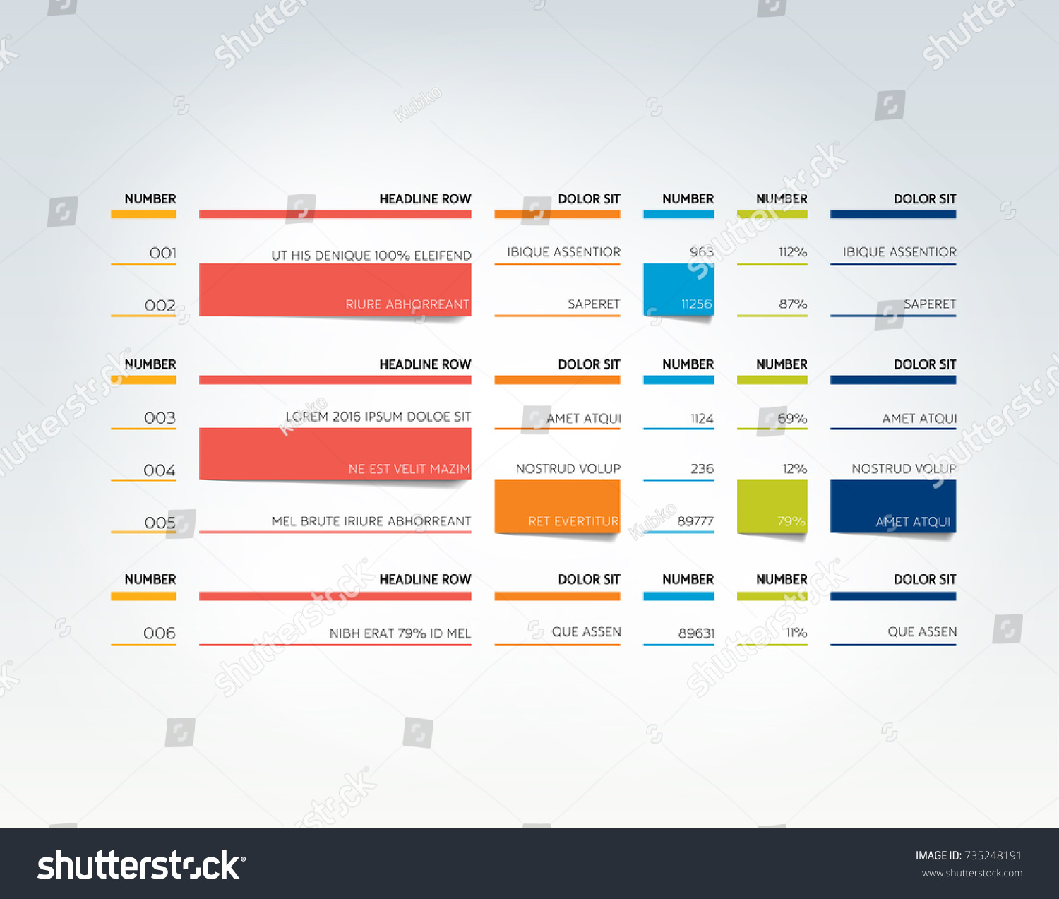 Table Schedule Tab Planner Infographic Design Stock Vector (Royalty ...
