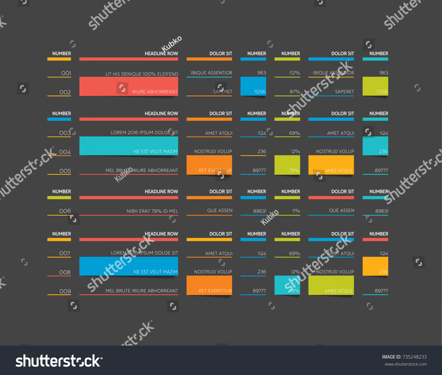 Table Schedule Tab Planner Infographic Design Stock Vector (Royalty ...