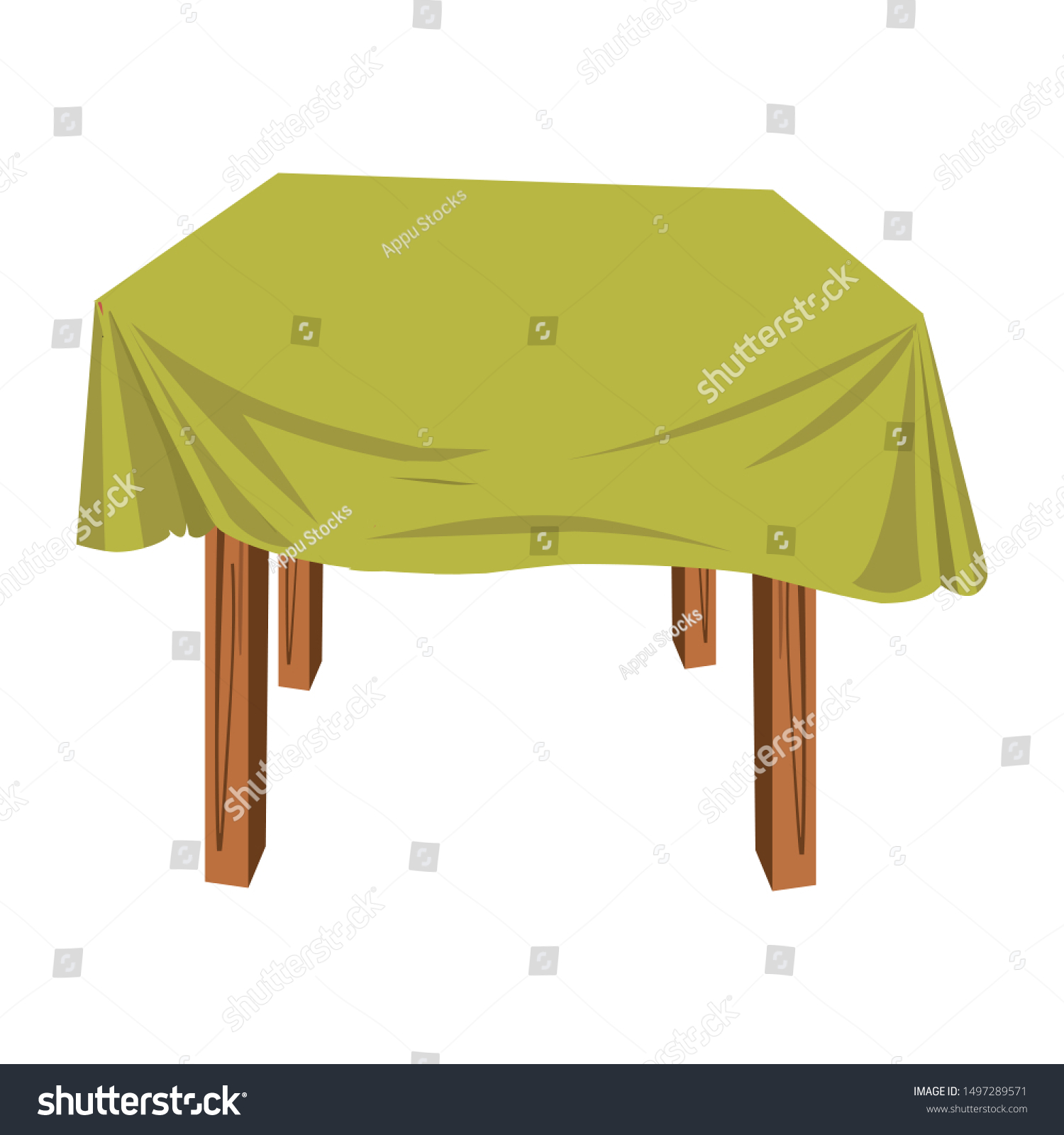 Table Green Cloth Cartoon Vector Image Stock Vector (Royalty Free ...