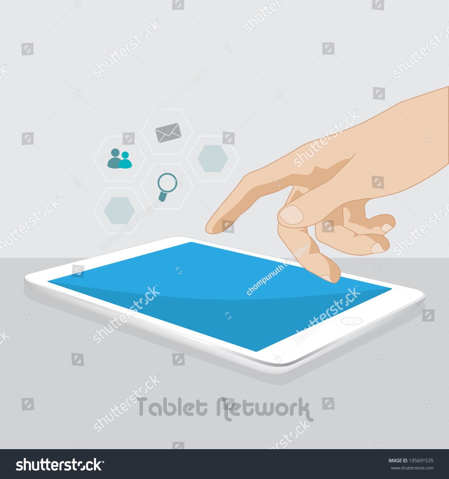 Tablet Network Hand Stock Vector (Royalty Free) 195691535
