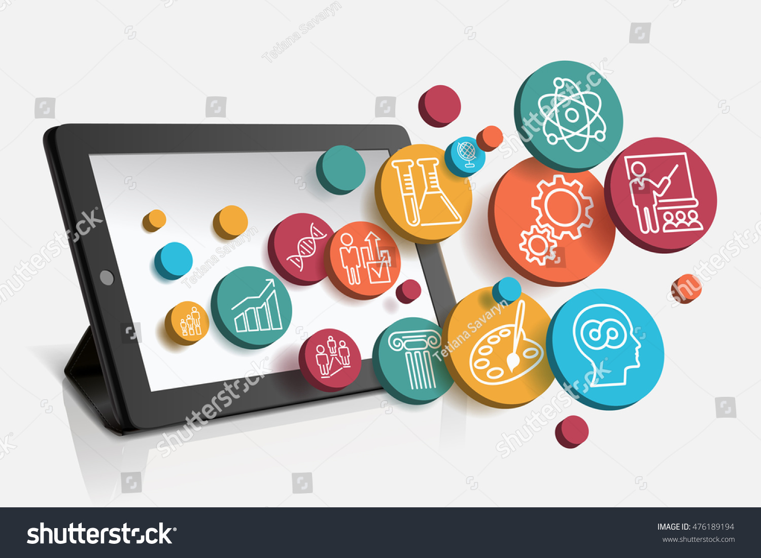 Tablet Educational Icons Technology Background Vector Stock Vector ...