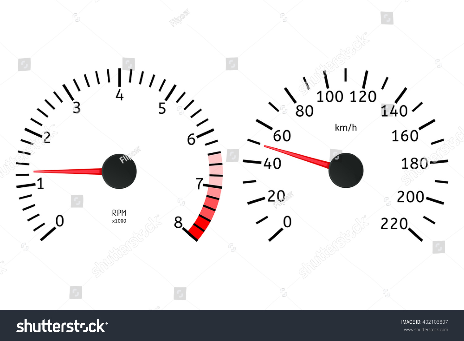 Tachometer Speedometer Dial Dashboard Elements Vector Stock Vector ...