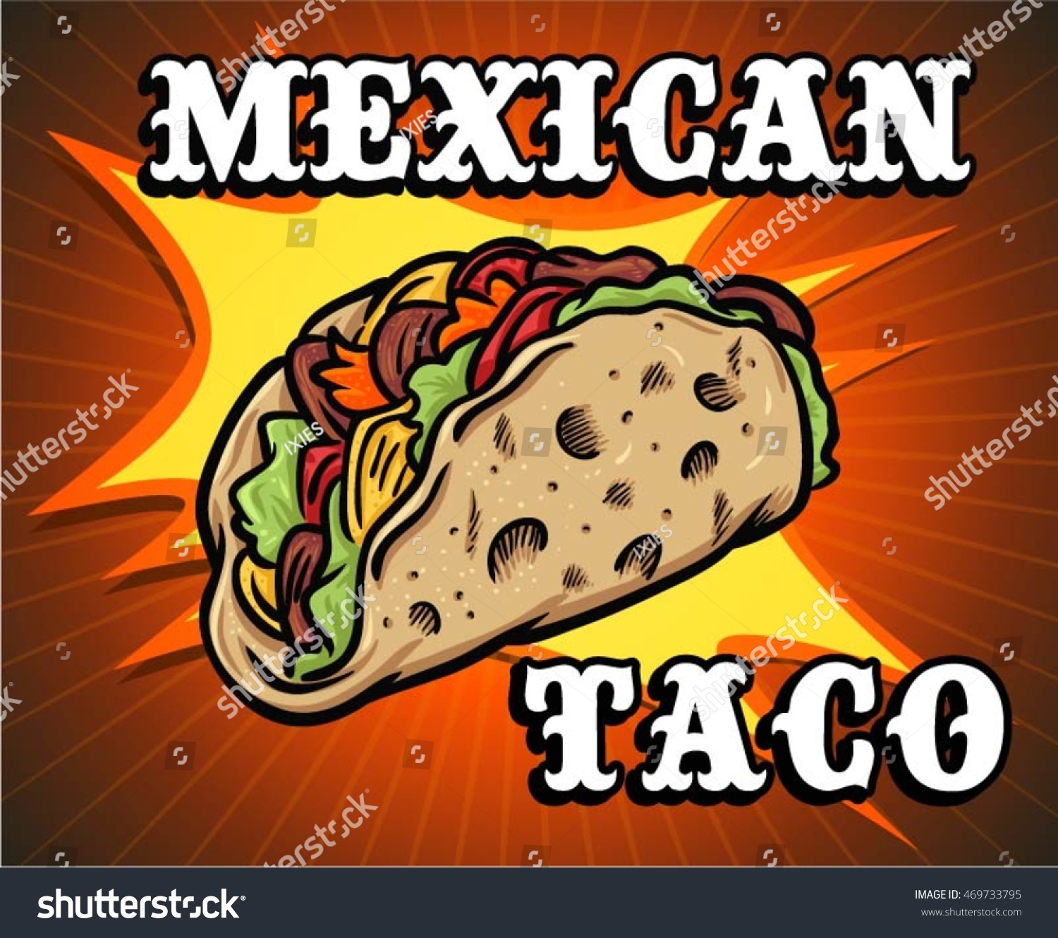 Taco Fast Food Vector Menu Comic: เวกเตอร์สต็อก (ปลอดค่าลิขสิทธิ์ ...