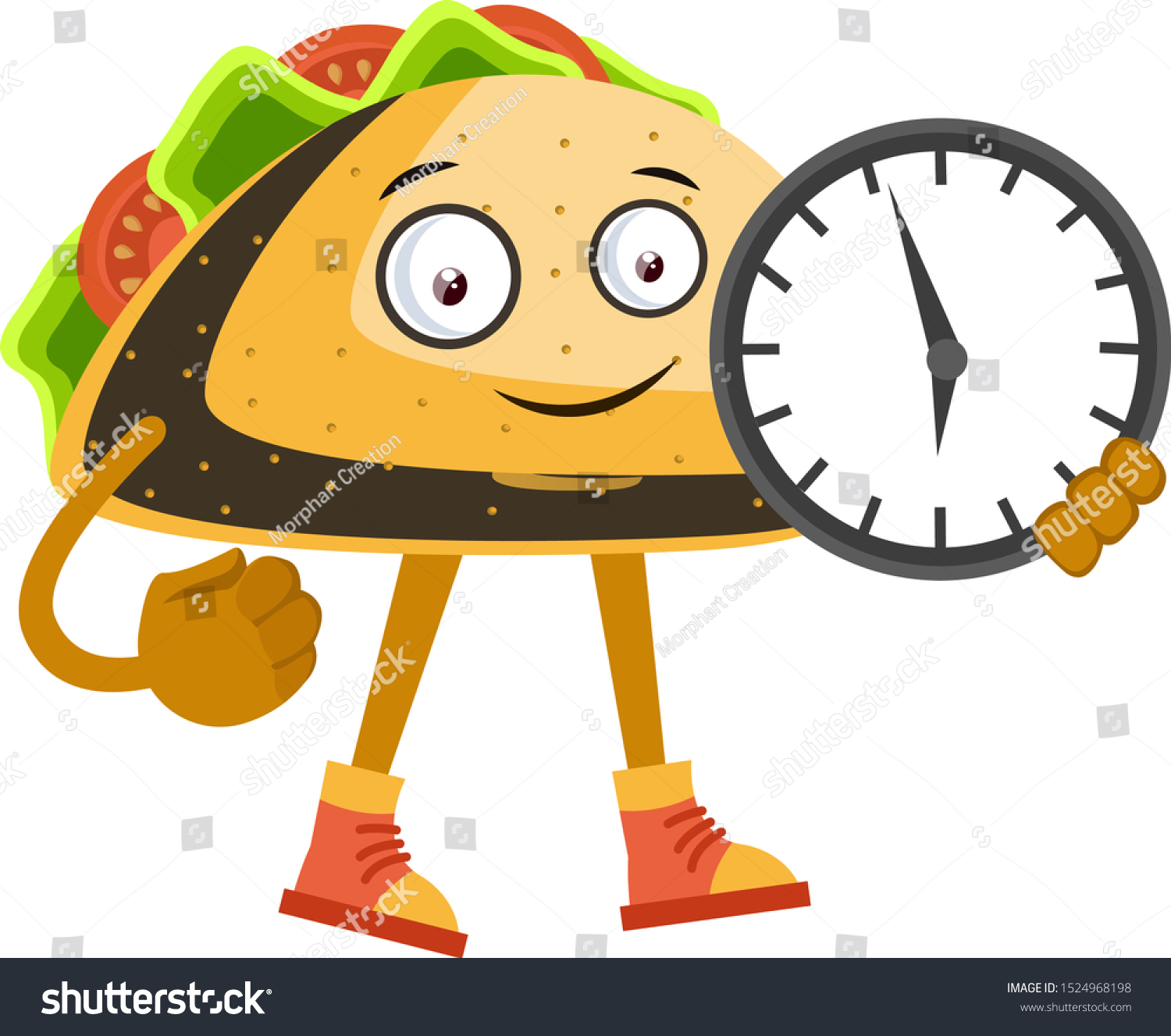 Taco Clock Illustration Vector On White Stock Vector (Royalty Free ...