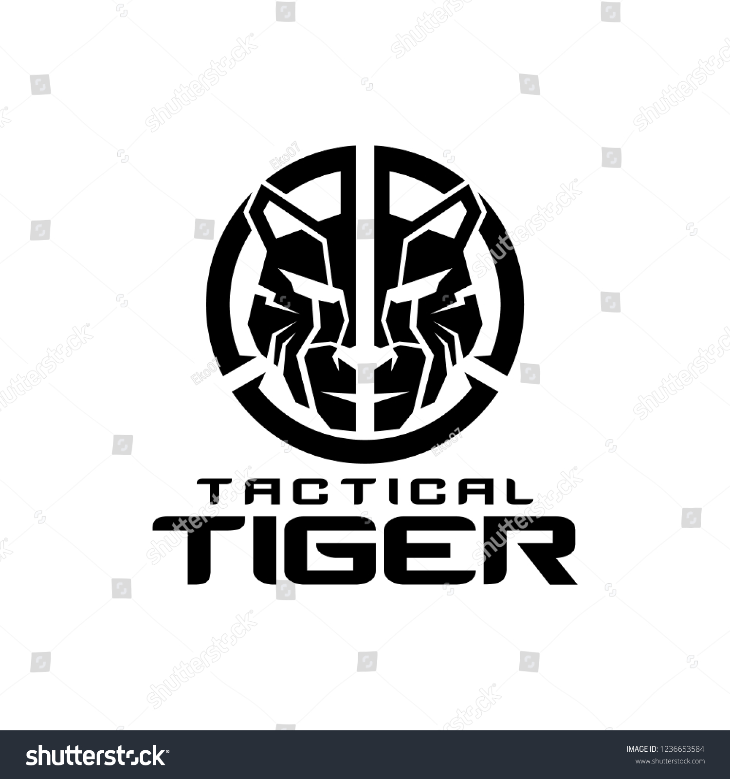 Tactical Tiger Logo Design Stock Vector (Royalty Free) 1236653584