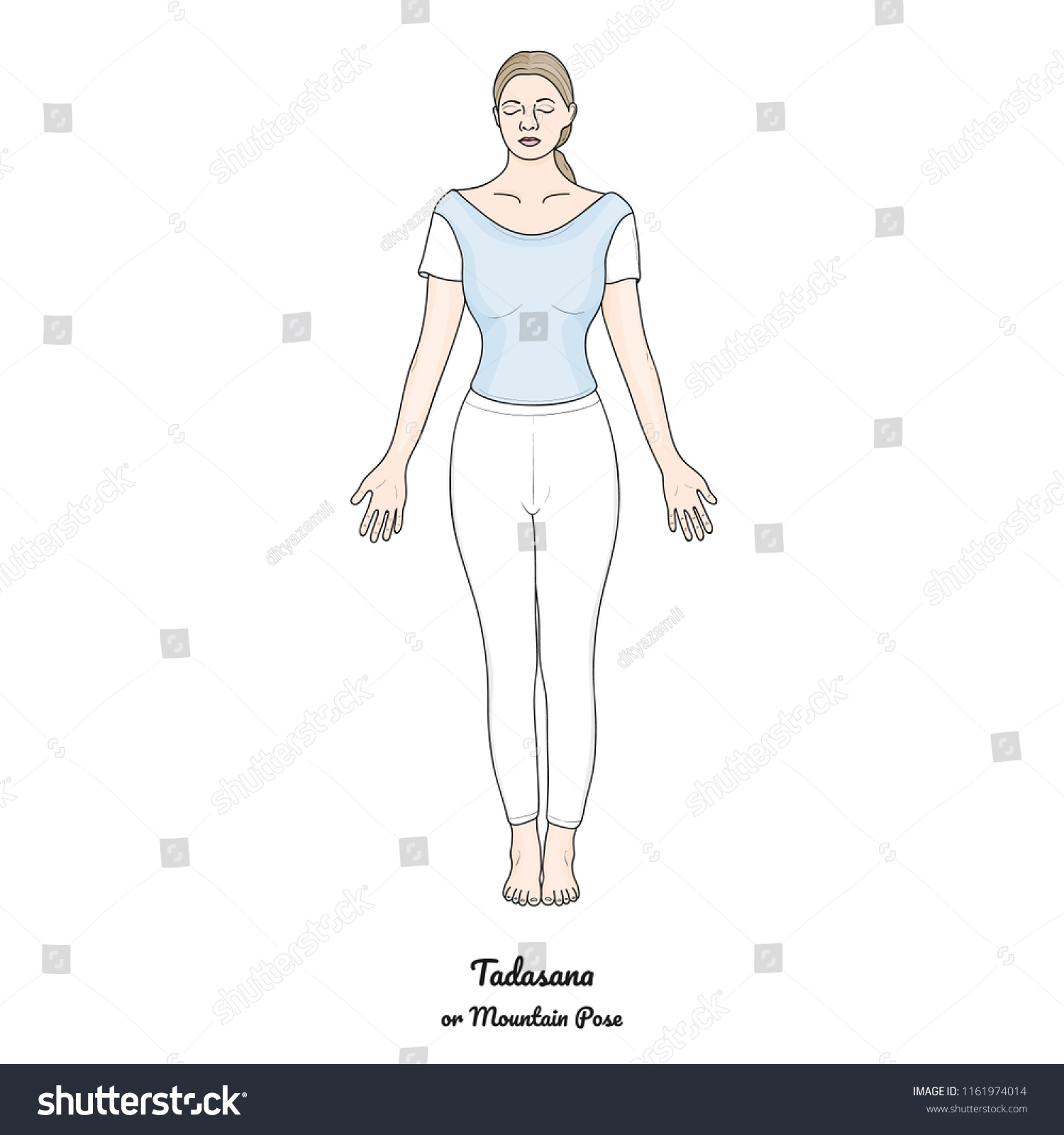 Tadasana Mountain Pose Palms Forward Variation: เวกเตอร์สต็อก (ปลอดค่า ...