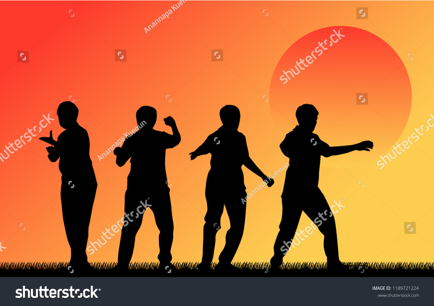 Tai Chi Sunset Background Silhouette Vector: เวกเตอร์สต็อก (ปลอดค่า ...