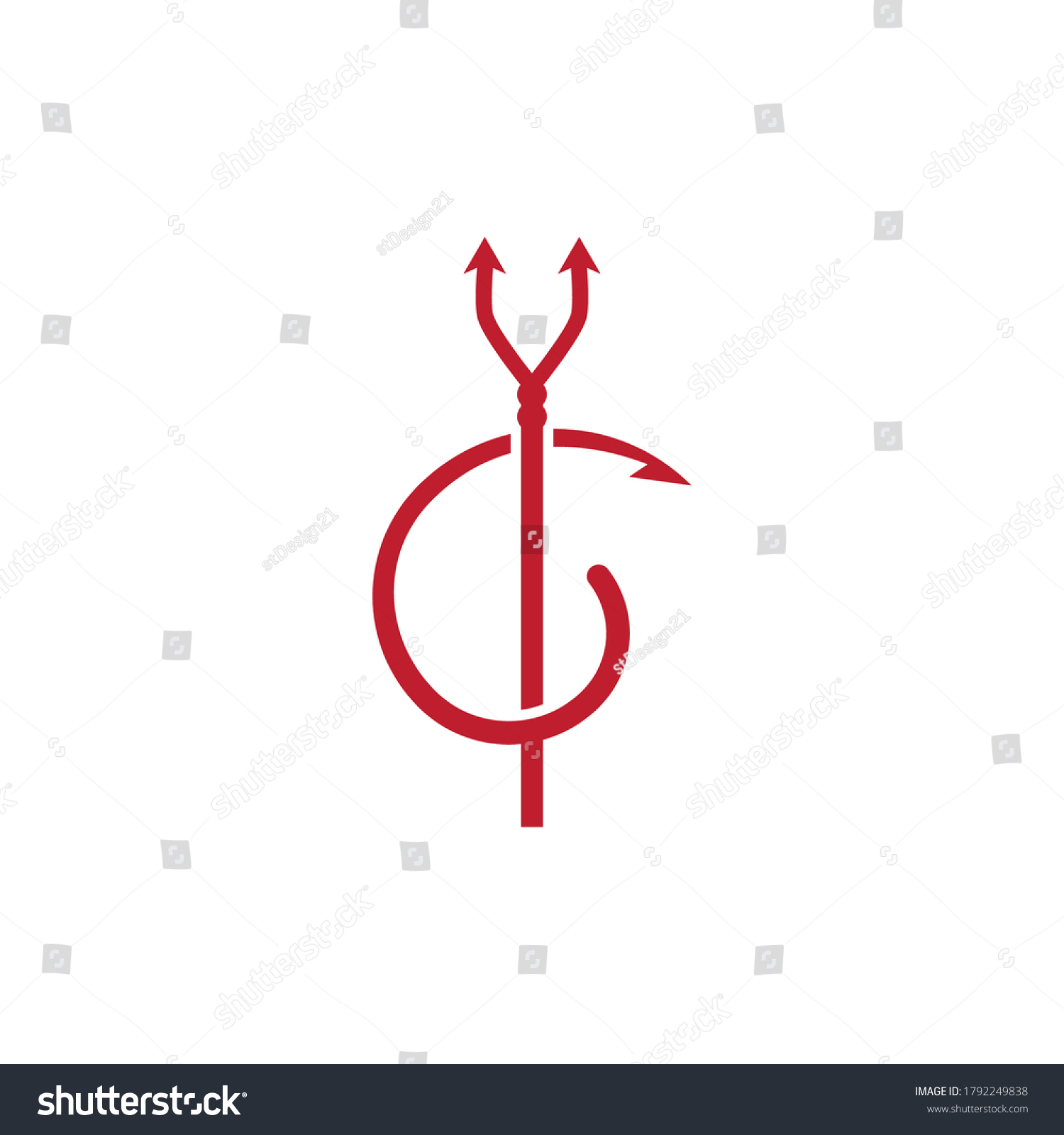 Tail Trident Devil Ilustration Vector Template Stock Vector (Royalty ...