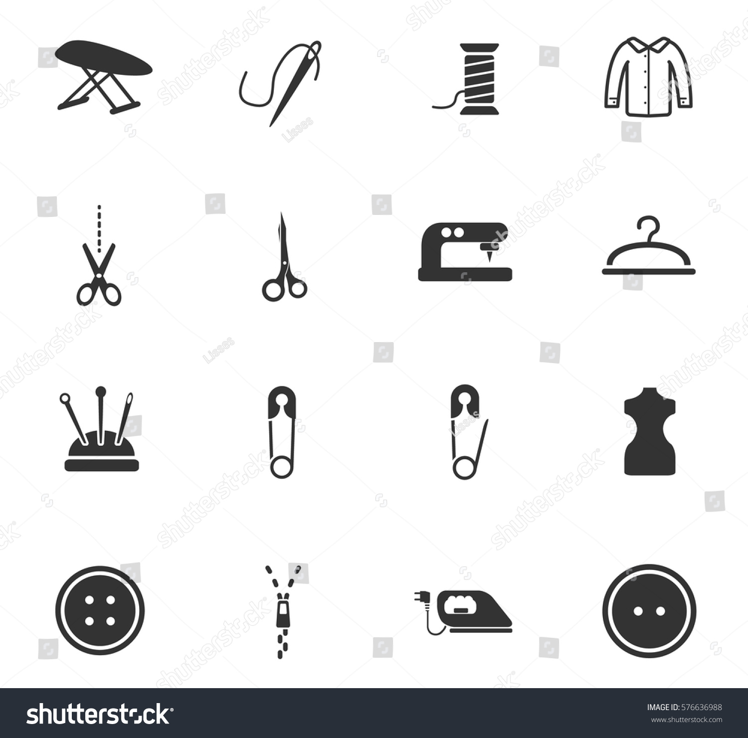 Tailoring Vector Icons User Interface Design Stock Vector (Royalty Free ...