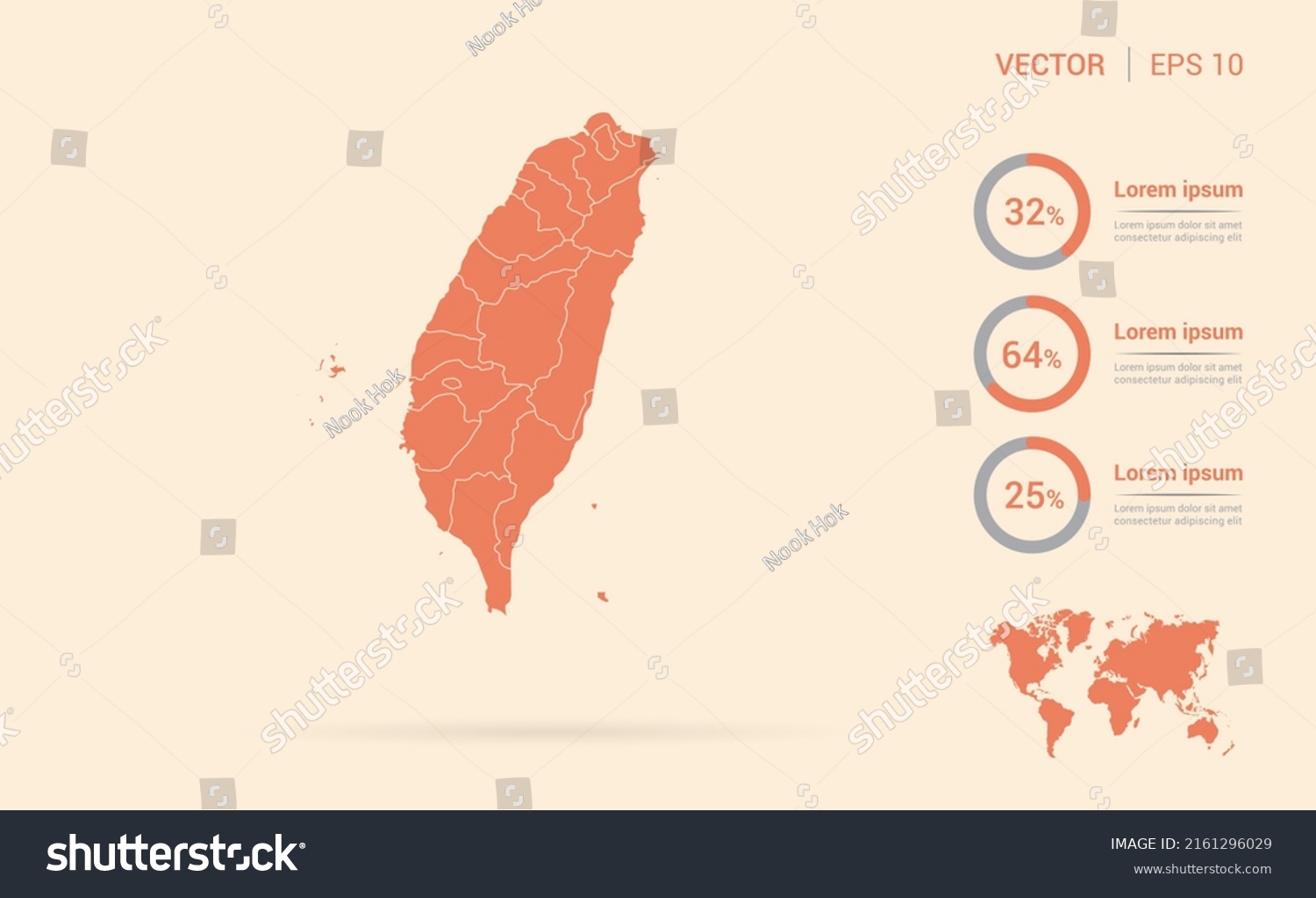 Taiwan Map Orange Abstract Infographic Vector Stock Vector (Royalty ...