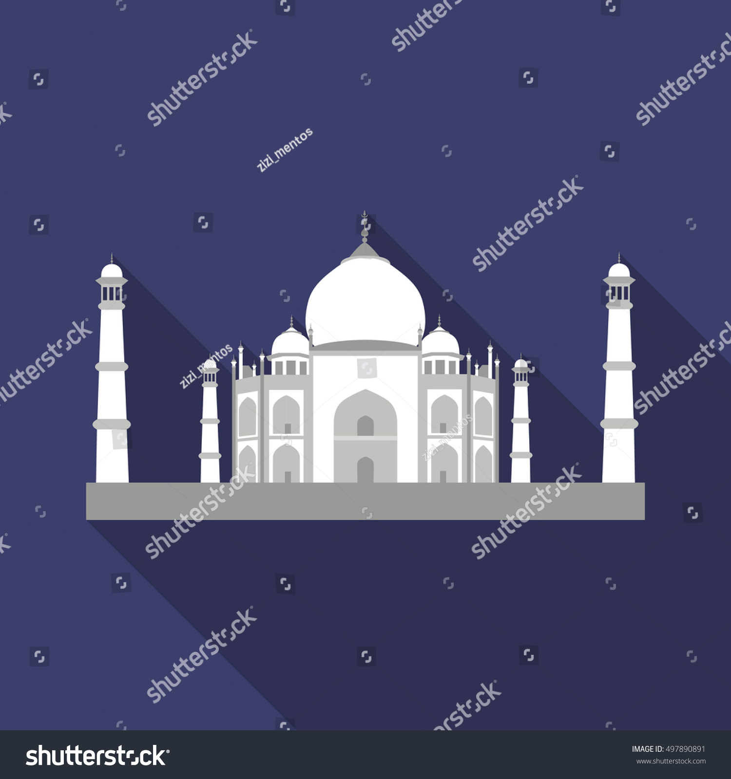 Taj Mahal. Vector Illustration - 497890891 : Shutterstock
