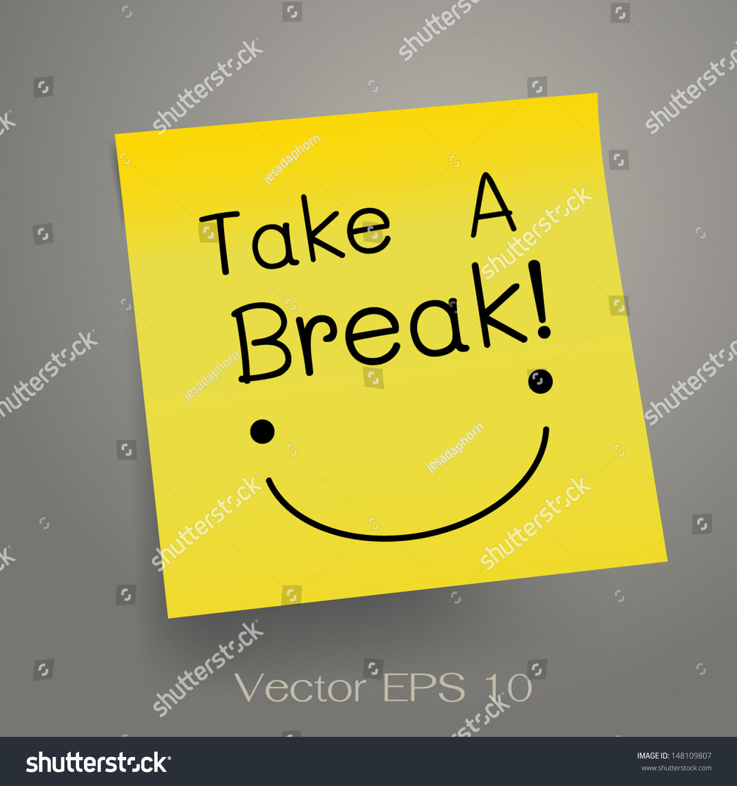 Take Break Note Message On Sticker Stock Vector (Royalty Free ...