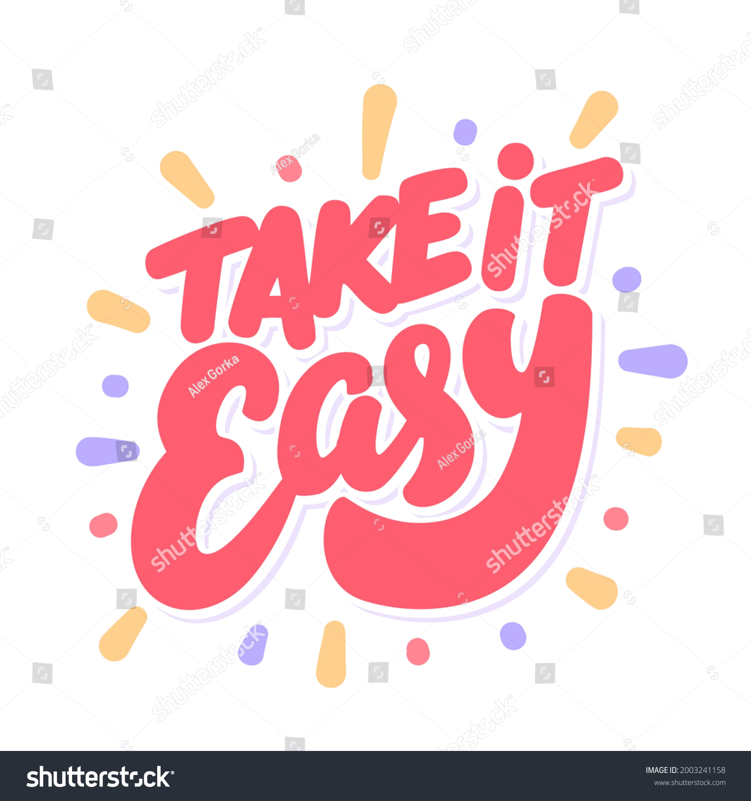 Take Easy Vector Handwritten Lettering Stock Vector (Royalty Free ...
