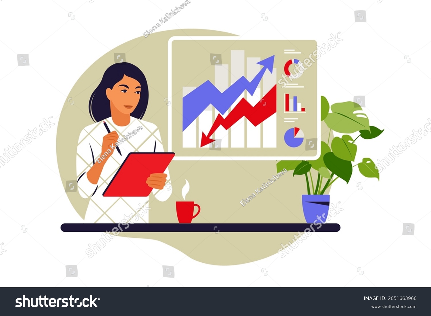 Taking Notes Concept Woman Taking Notes Stock Vector (Royalty Free ...
