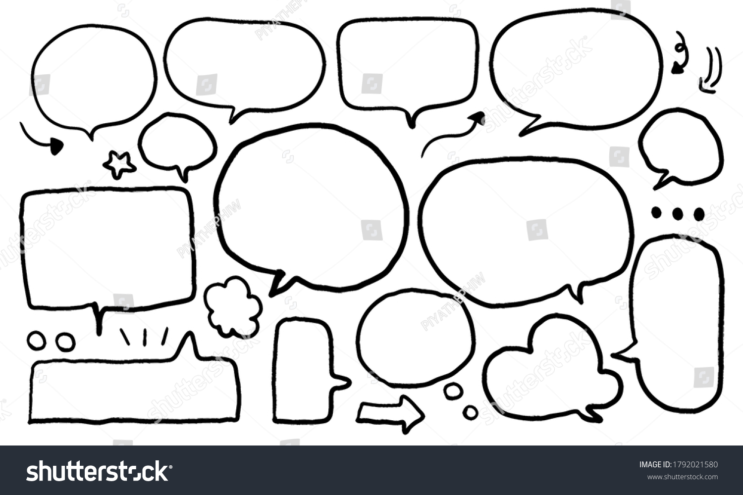 Talk Bubble Collection Sketch Drawing Vector Stock Vector (Royalty Free ...