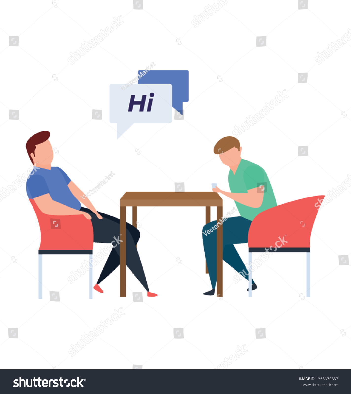 Talking Each Other Conversation Flat Design Stock Vector (Royalty Free ...