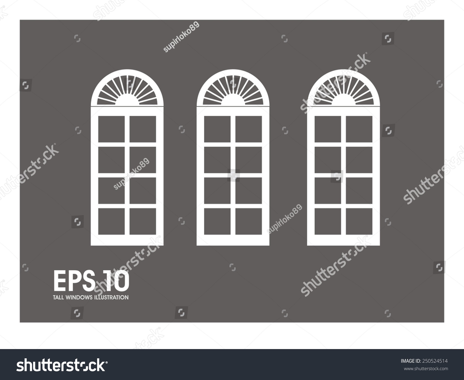 Tall Windows Illustration Set Stock Vector (Royalty Free) 250524514 ...