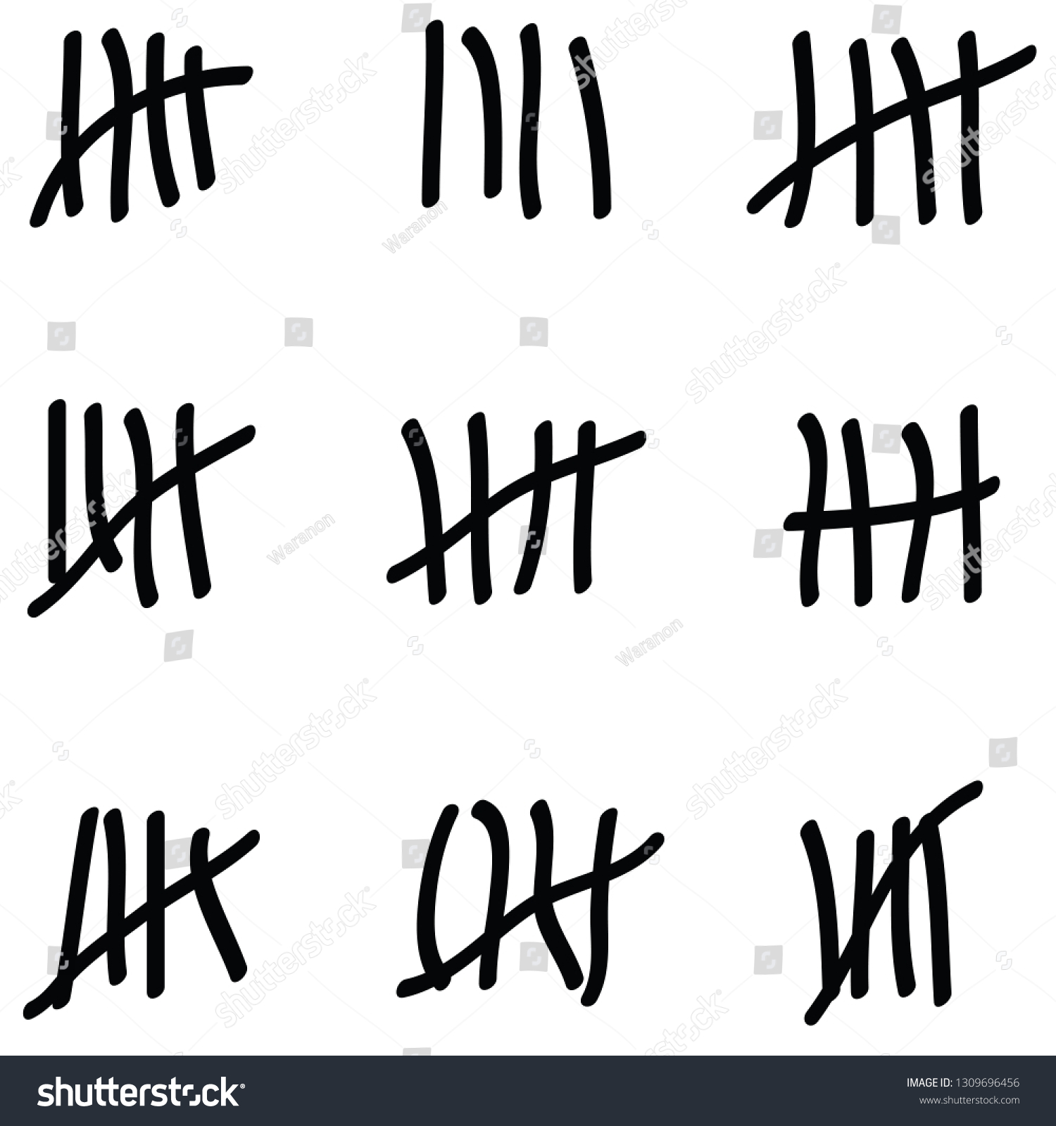 Tally Marks Icon Set Stock Vector (Royalty Free) 1309696456