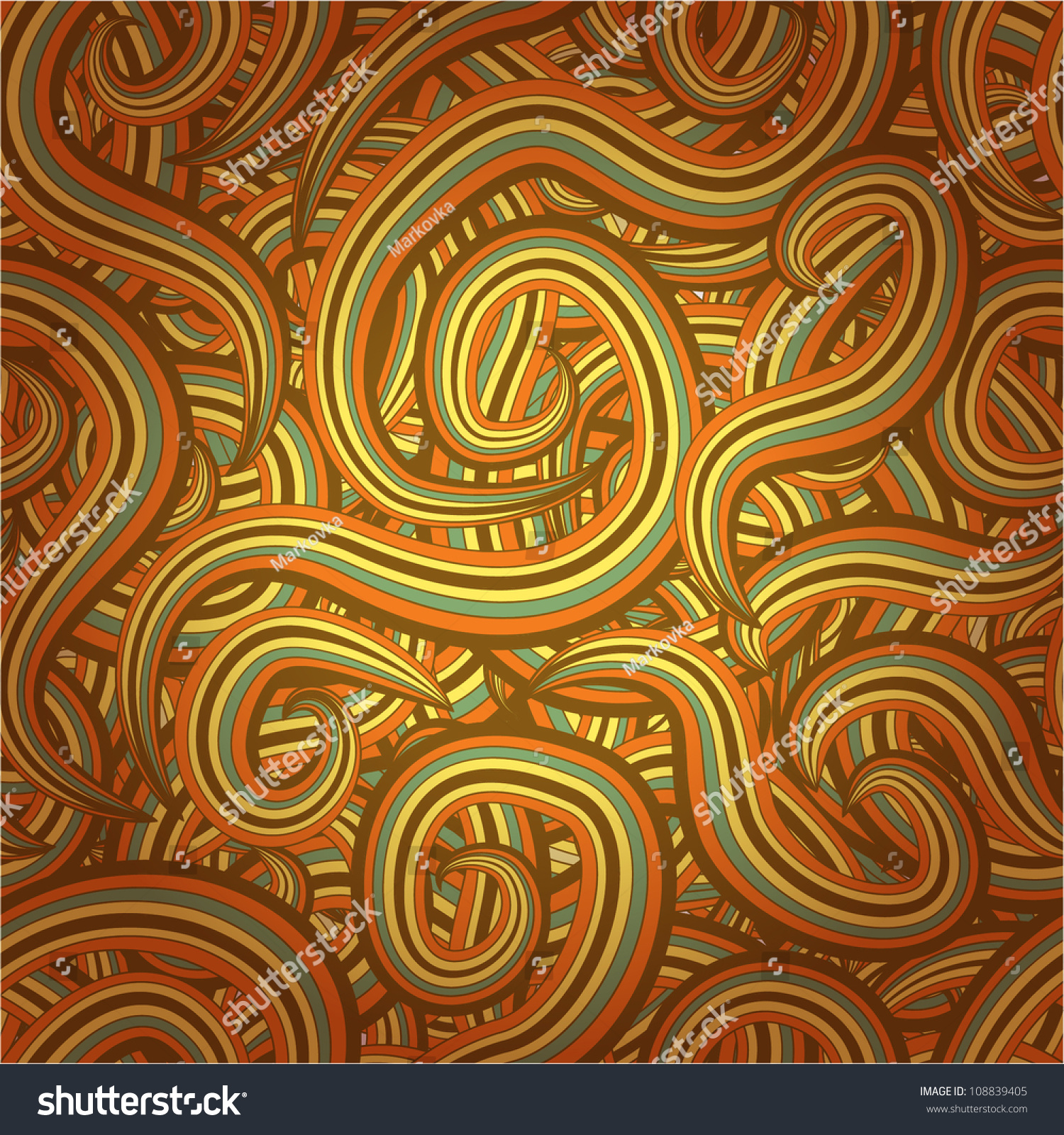 Tangled Spaghetti Vector Seamless Waves Handdrawn Stock Vector (Royalty ...