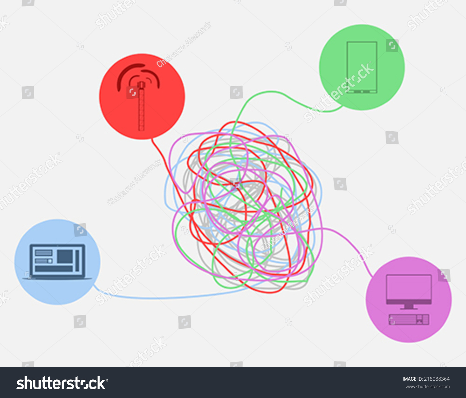 Tangled Wires Connecting Electrical Stock Vector (Royalty Free) 218088364