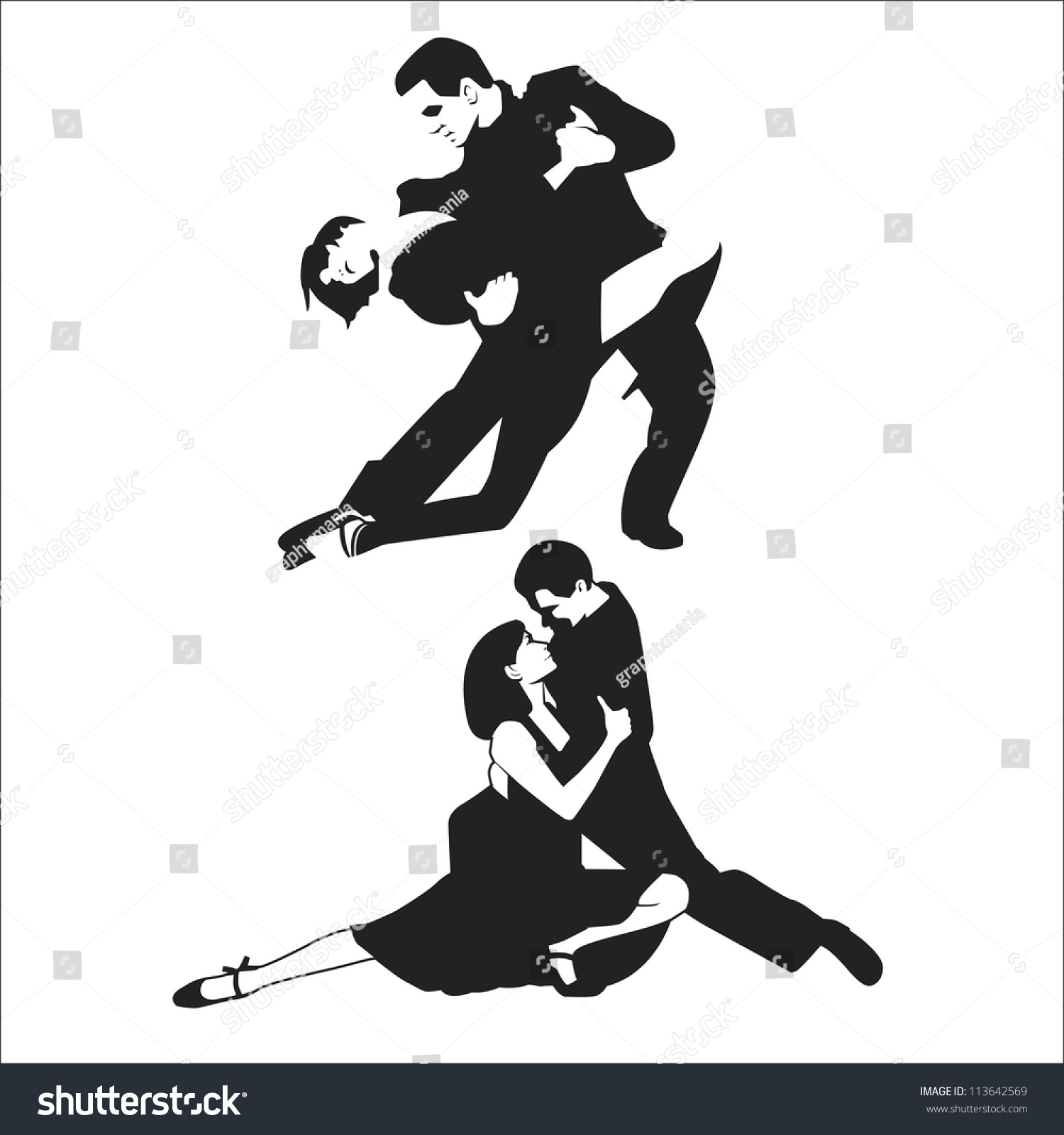 Tango Dancers Vector Illustration Stock Vector (Royalty Free) 113642569 ...