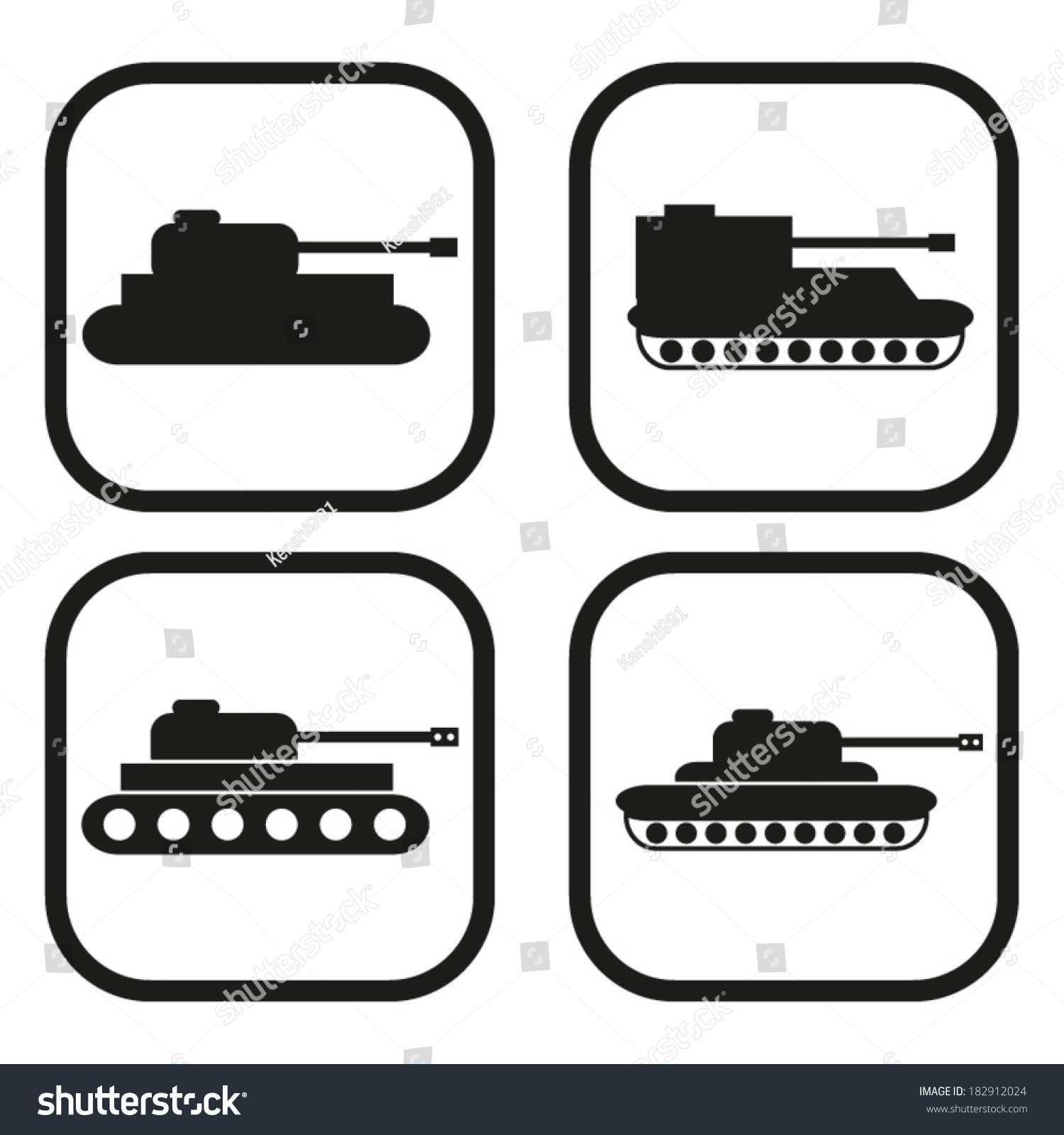 Tank Icon Four Variations Stock Vector (Royalty Free) 182912024 ...