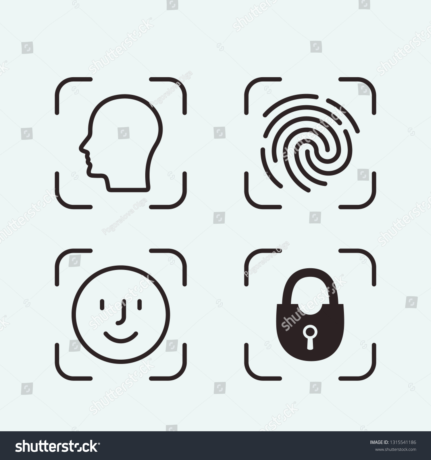 Tap Fingerprint Identification Icon Identification Pattern Stock Vector ...