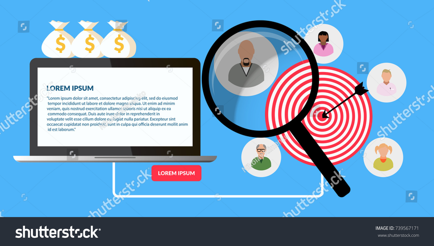 Target Customers Vector Banner Blue Background Stock Vector (Royalty ...