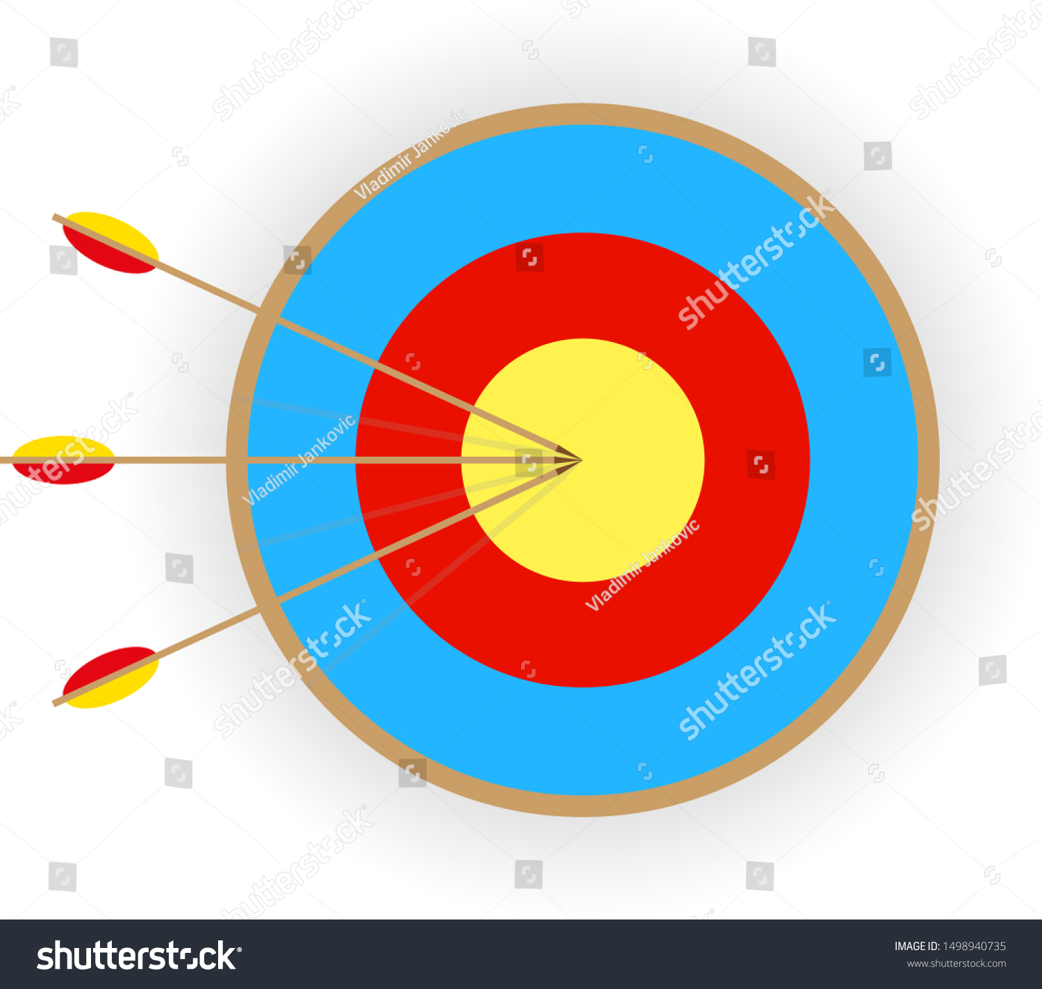 Target Three Arrows Shadow On White Stock Vector (Royalty Free) 1498940735