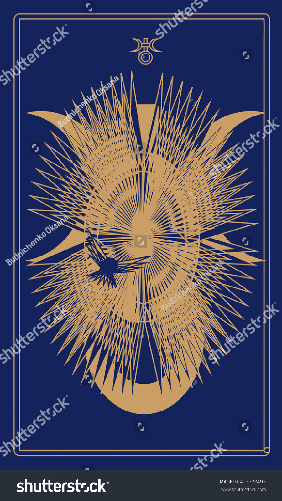 Tarot Cards Back Design Uranus Stock Vector (Royalty Free) 423723493 ...