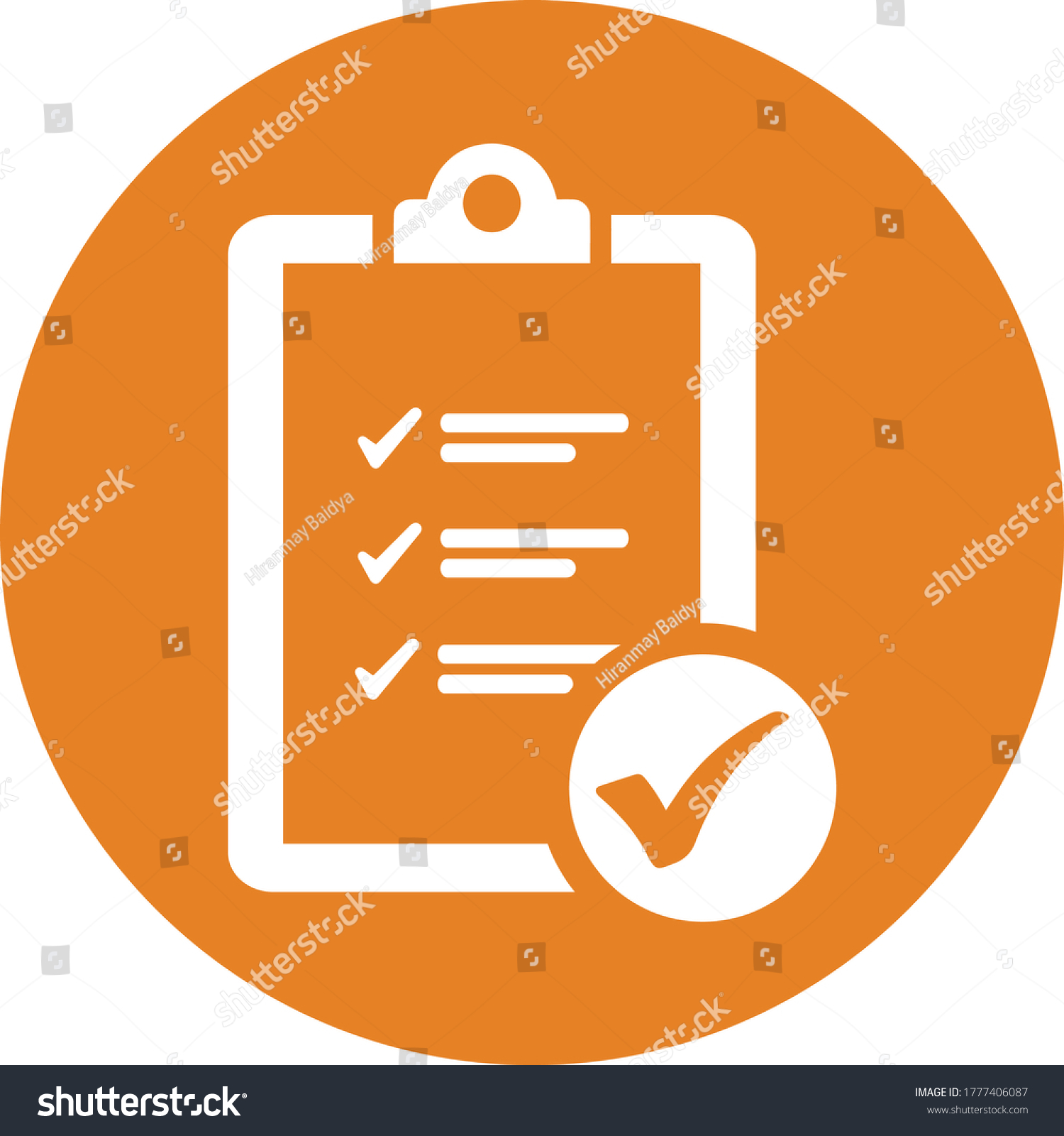 Tasks Check Orange Checklist Icon Stock Vector (Royalty Free ...