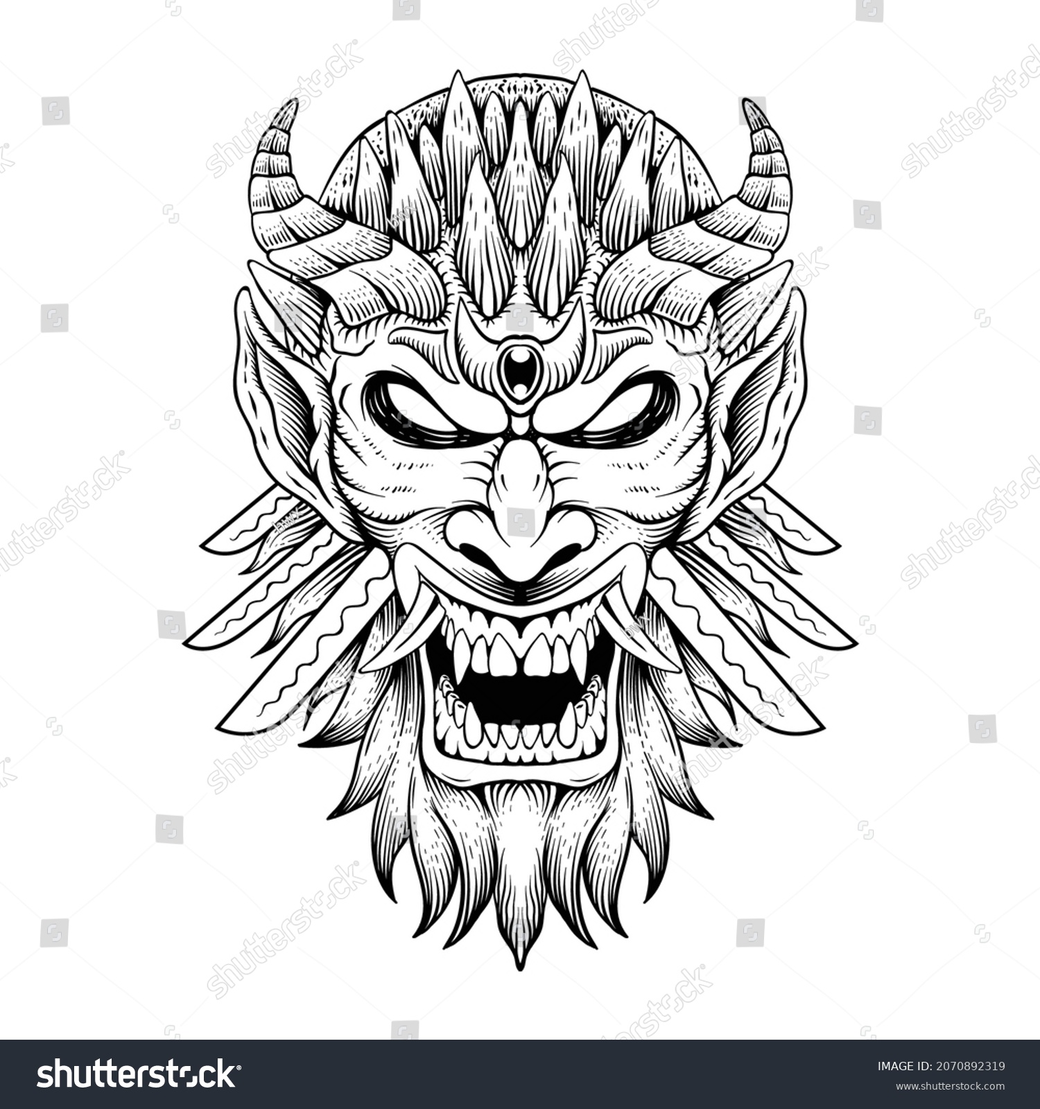 Tattoo Design Devil Head Illustration Stock Vector (Royalty Free ...