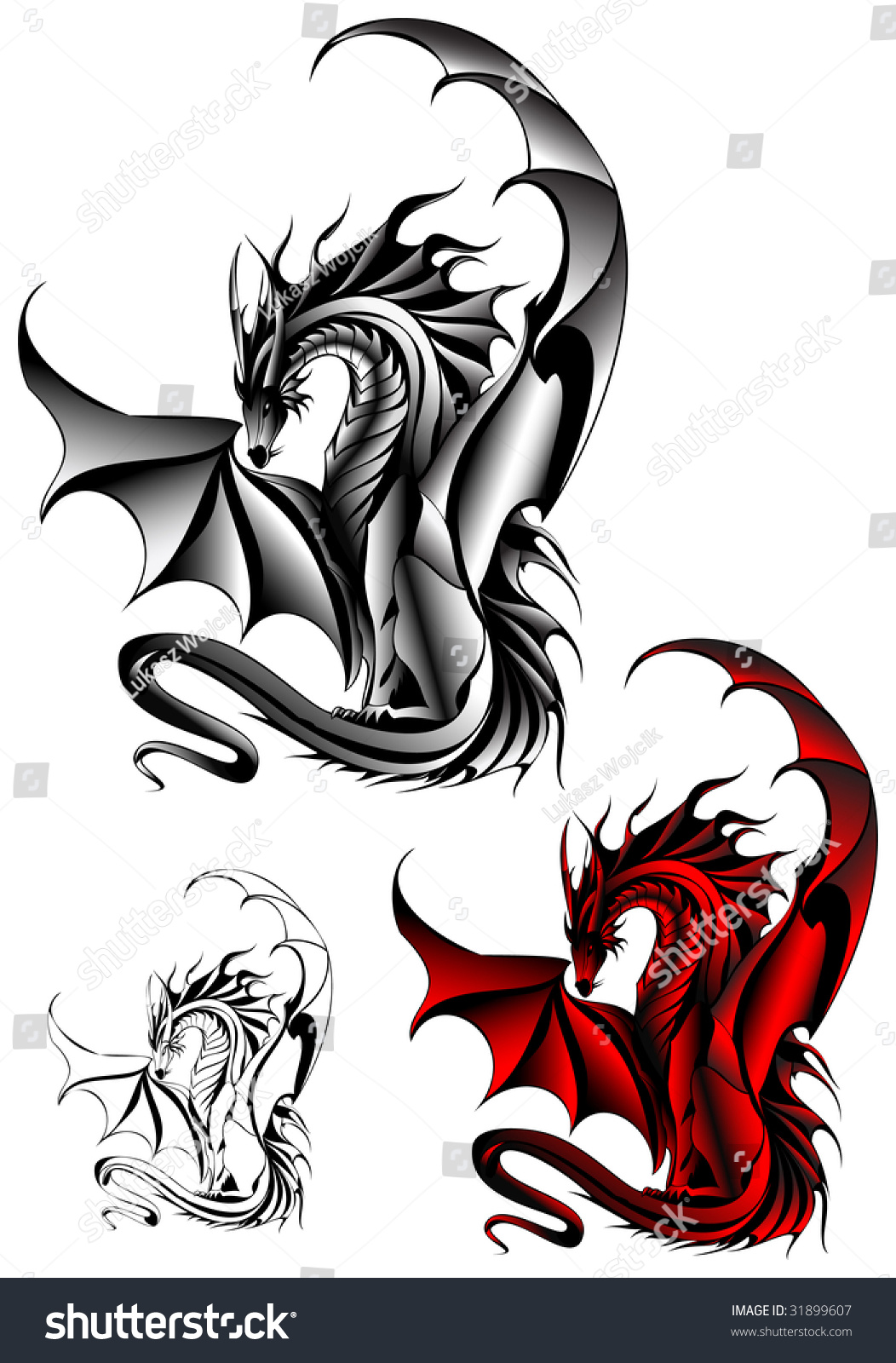 Tattoo Dragon Design Stock Vector (Royalty Free) 31899607