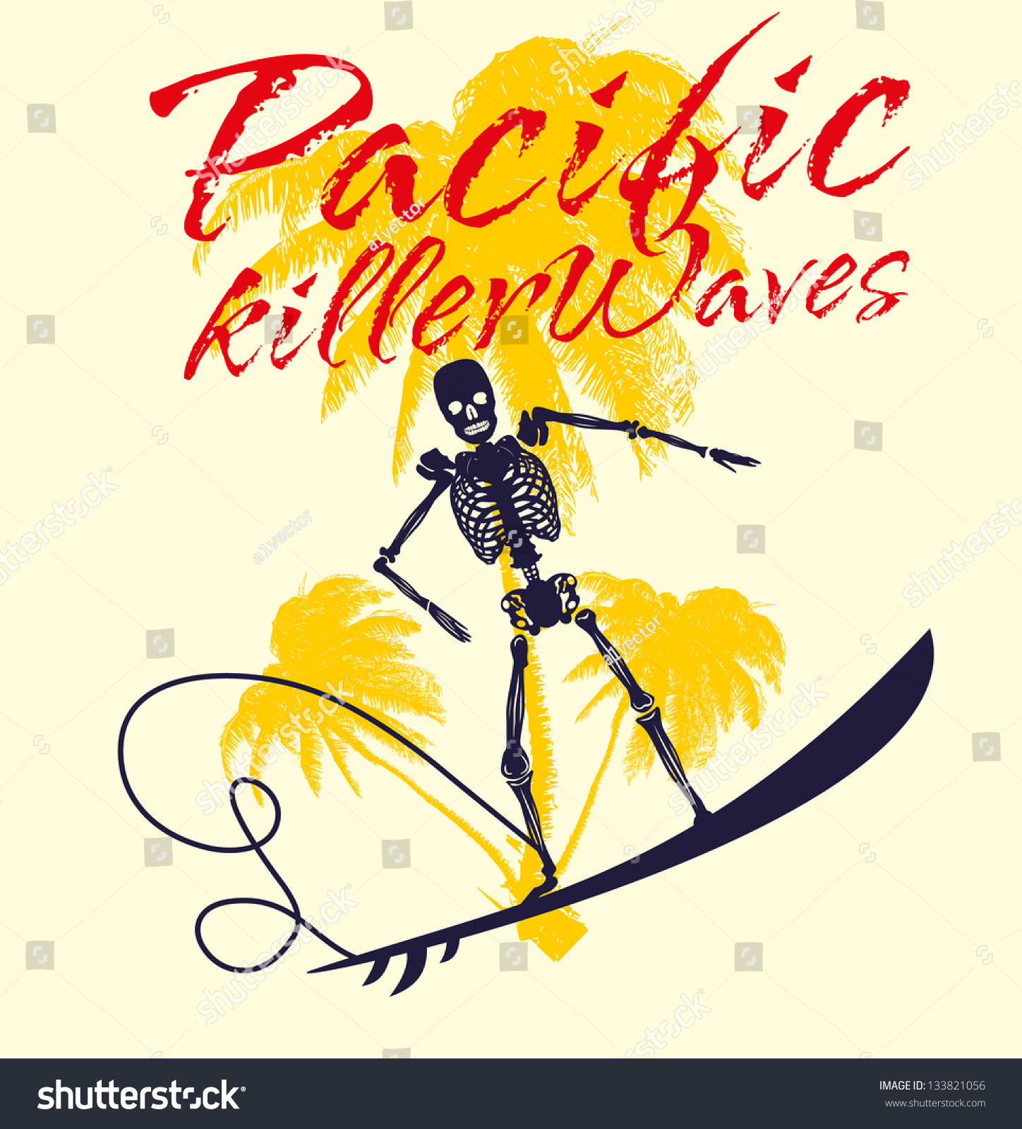 Tattoo Tribal Skeleton Surfer Vector Stock Vector (Royalty Free) 133821056