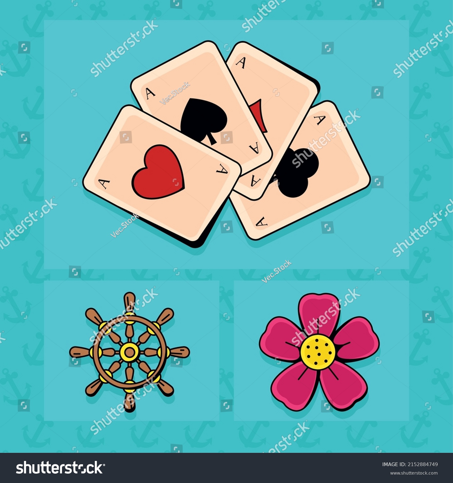 Tattoos Old School Icon Set Stock Vector (Royalty Free) 2152884749 ...